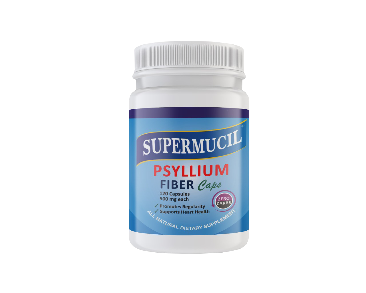 SUPERMUCIL Psyllium Capsules: 120 Capsules (500 mg each)